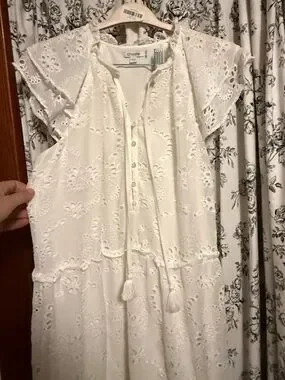 Chico's | Dresses | Chicos White Eyelet Midi Dress Sz 4 Nwot | Poshmark
